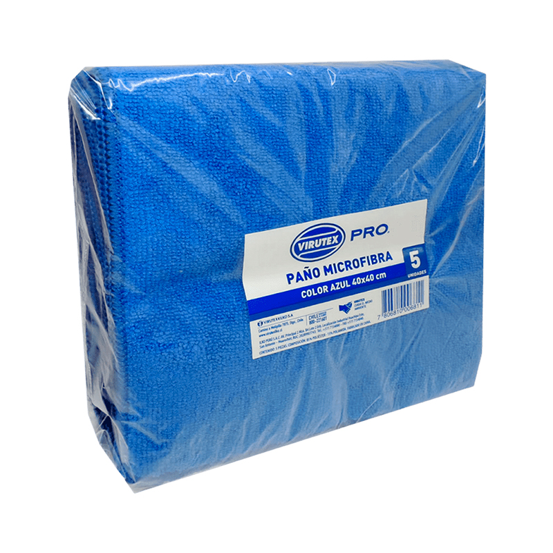 Paño Microfibra 40×40 Pack 5 Unid Color Azul Virutex Pro – Higiesol